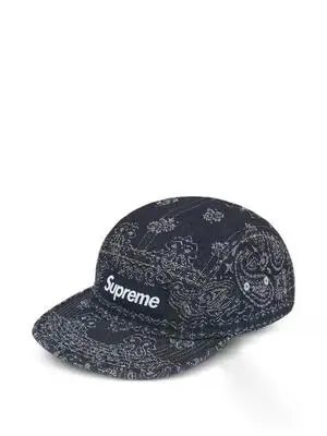 Supreme Bandana-jacquard Denim Cap - Blue