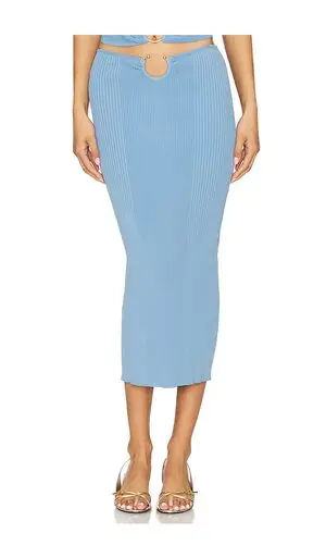 OSIS STUDIO Ribbed Knit Skirt With Cut-out Accent