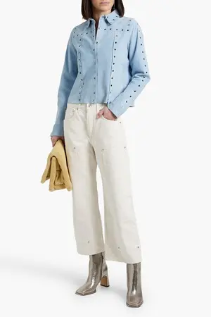 RE/DONE Eyelet-embellished Suede Shirt