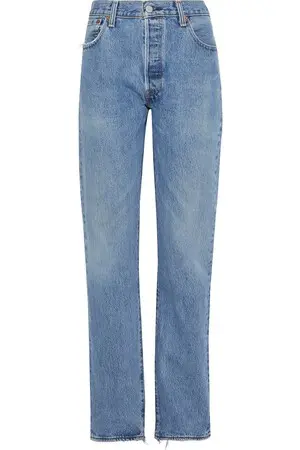 RE/DONE WITH LEVI'S Faded High-rise Straight-leg Jeans - Light Denim