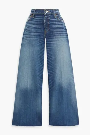 RE/DONE Cropped Distressed Wide-leg Jeans
