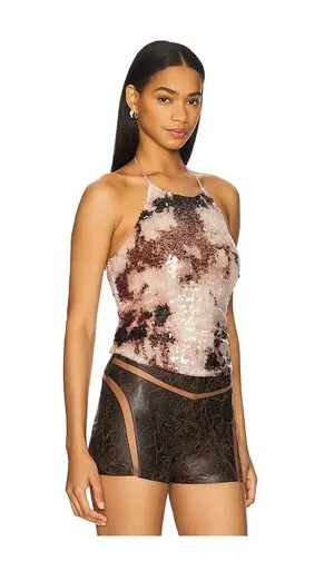 KIM SHUI Sequin Halter Top