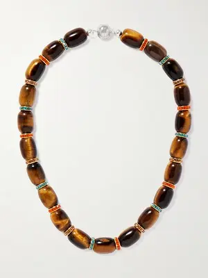 JULIETTA Donna Tiger's Eye And Crystal Necklace - Brown