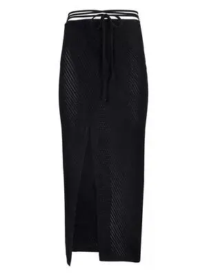 LANEUS Pointelle-knit Maxi Wrap Skirt