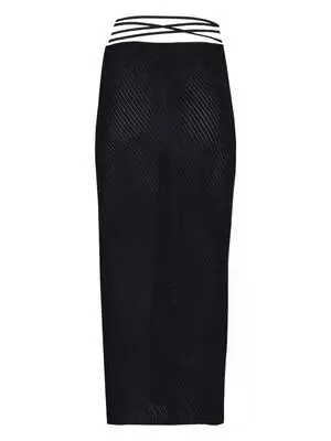 LANEUS Pointelle-knit Maxi Wrap Skirt