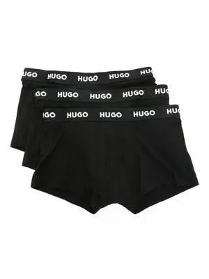 Hugo Pack Of Three Logo-waistband Boxer Briefs - Black