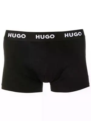 Hugo Pack Of Three Logo-waistband Boxer Briefs - Black