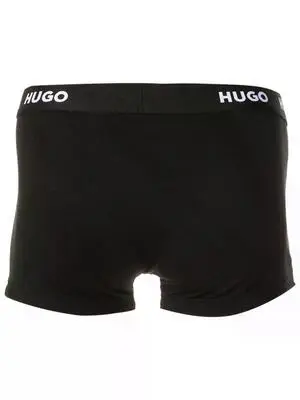 Hugo Pack Of Three Logo-waistband Boxer Briefs - Black