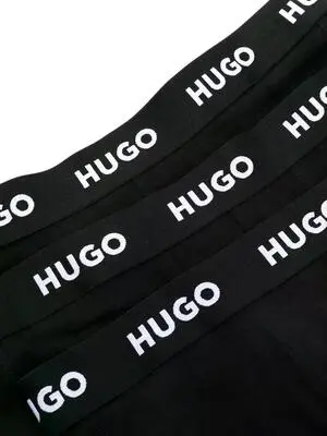 Hugo Pack Of Three Logo-waistband Boxer Briefs - Black