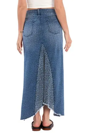 WASH LAB DENIM Selma Animal Print Denim Skirt