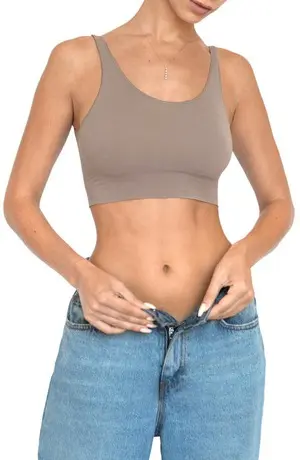 NOODY Noodyskin Seamless Body Smooth Scoop Neck Top Mocca