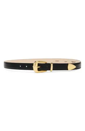 AUREUM No. 16 Crocodile Texture Leather Belt - Black/gold