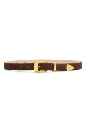 AUREUM No. 16 Crocodile Texture Leather Belt - Chocolate Suede/gold
