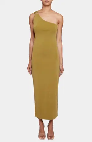 Santorelli Azalea One-shoulder Midi Knit Dress