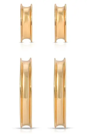 Ettika Groove Hoop Earrings Set - Gold
