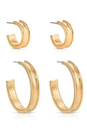 Ettika Groove Hoop Earrings Set - Gold