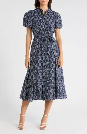 CECE DUPRAZ Floral Print Shirtdress - Classic Navy
