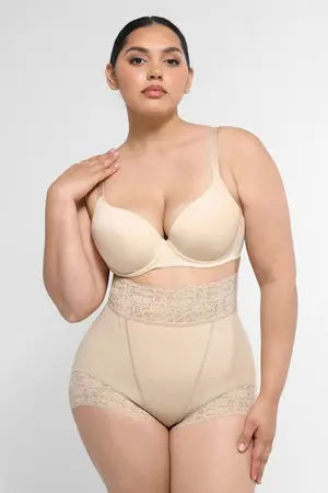 SHAPELLX Mid-rise Lace Shaper Brief - Beige