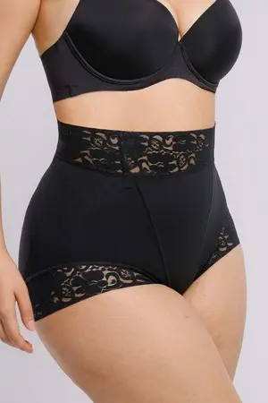 SHAPELLX Mid-rise Lace Shaper Brief Black