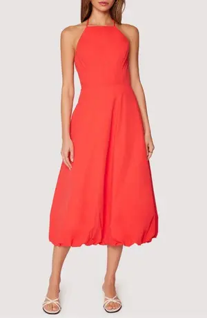 LOST + WANDER Halter Neck Bubble Hem Midi Dress