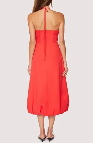 LOST + WANDER Halter Neck Bubble Hem Midi Dress