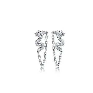 MAZIN JEWELS Pavé Snake Chain Earrings - Silver