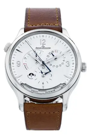 WATCHFINDER & CO. Jaeger-lecoultre Master Control Geographic Leather Strap Watch - Silver