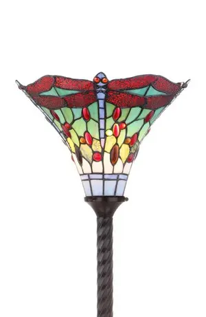 JONATHAN Y Dragonfly Tiffany-style 71" Torchiere Led Floor Lamp - Bronze