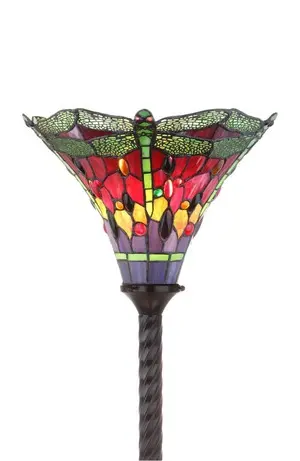 JONATHAN Y Dragonfly Tiffany-style 71" Torchiere Led Floor Lamp - Chestnut