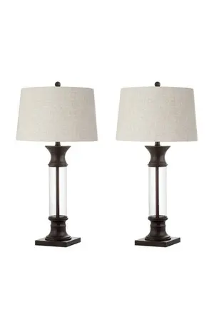 JONATHAN Y Hunter 32" Metal/glass Led Table Lamp - Bronze/clear