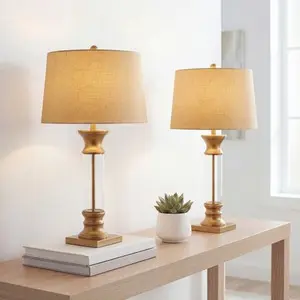 JONATHAN Y Hunter 32" Metal/glass Led Table Lamp - Gold/clear