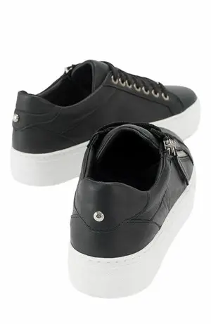 FOREVER & ALWAYS SHOES Beryl Leather Sneakers - Black Leather