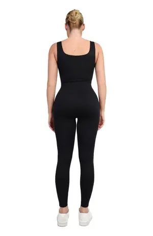 POPILUSH Shapewear Thigh Slimming Workout Jumpsuit - Midnight Black