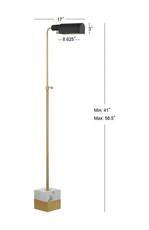 JONATHAN Y Iva 56.5" Adjustable Brass Library Led Floor Lamp