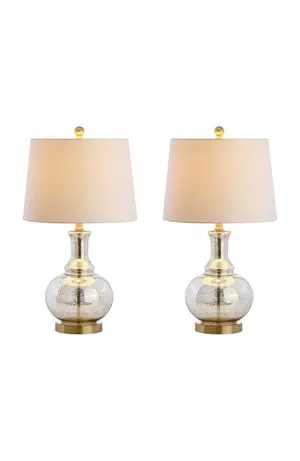 JONATHAN Y Lavelle 25" Glass Led Table Lamp - Mercury Silver