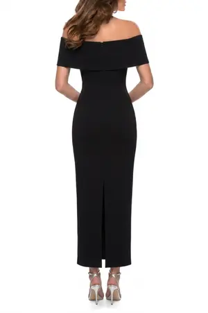 POPILUSH Off-the-shoulder Shapewear Column Maxi Dress - Jet