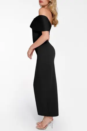 POPILUSH Off-the-shoulder Shapewear Column Maxi Dress - Jet