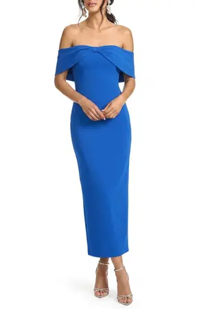 POPILUSH Popilush Off-the-Shoulder Shapewear Column Maxi Dress Navy