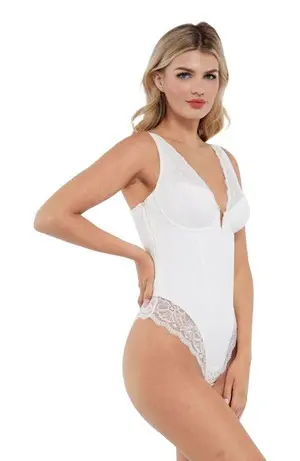 POPILUSH Sculpting Lace Bodysuit - Pearl White