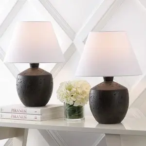 JONATHAN Y Myron 18" Minimalist Scandinavian Concrete Effect Resin/iron Led Table Lamp - Black