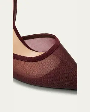 GIANVITO ROSSI Suede Organza Ankle-strap Pumps