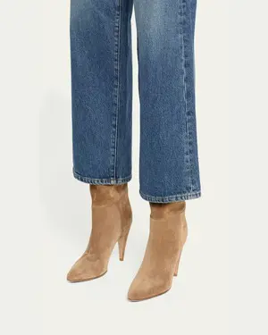 GIANVITO ROSSI Slouchy Suede Mid-calf Boots - Camel