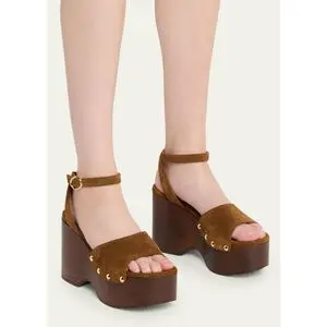 GIANVITO ROSSI Suede Ankle-strap Platform Sandals