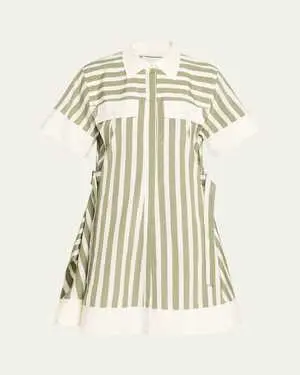 3.1 Phillip Lim Stripe Short-sleeve Shirt Dress - Thyme Multi