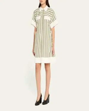 3.1 Phillip Lim Stripe Short-sleeve Shirt Dress - Thyme Multi