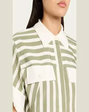 3.1 Phillip Lim Stripe Short-sleeve Shirt Dress - Thyme Multi