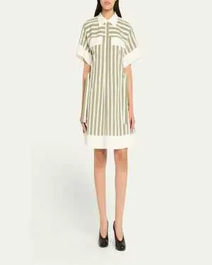 3.1 Phillip Lim Stripe Short-sleeve Shirt Dress - Thyme Multi