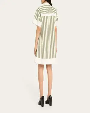 3.1 Phillip Lim Stripe Short-sleeve Shirt Dress - Thyme Multi