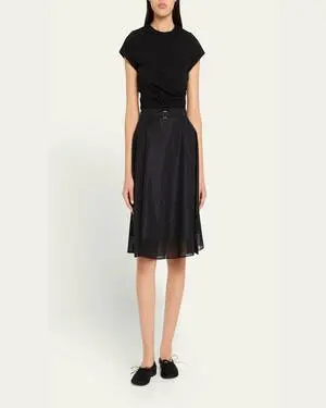 3.1 Phillip Lim Flounce Chiffon-hem Midi Skirt