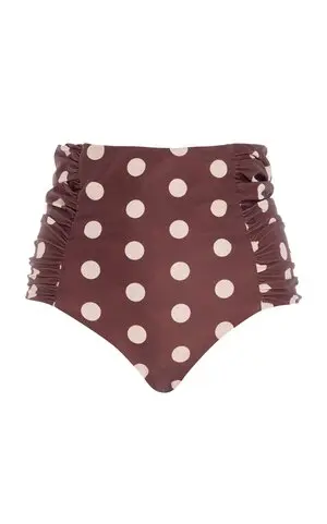 JUILLET Luisa Ruched High-waisted Bikini Bottom - Brown